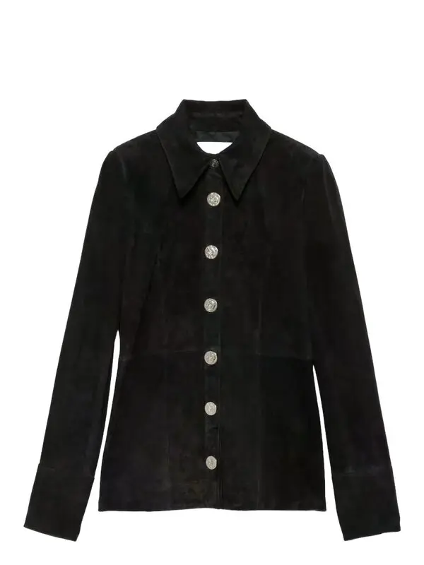 Galvan Suede Pointed Collar Jacket - Black