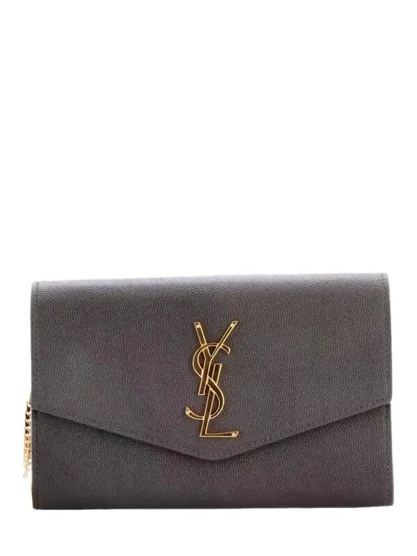 Saint Laurent Uptown Chain Wallet Leather Crossbody Bag - Grey