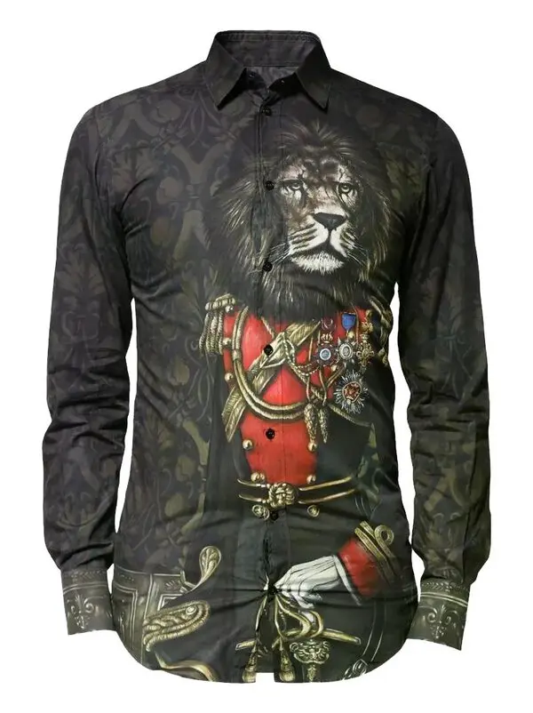 Dolce & Gabbana Gold Lion-print Shirt - Black
