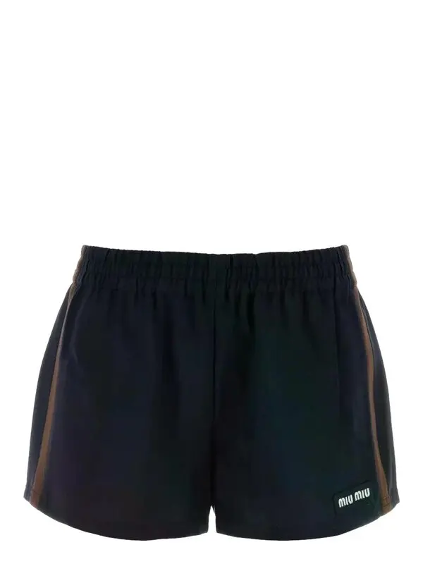 Miu Miu Logo Patch Side Stripe Shorts - Blue
