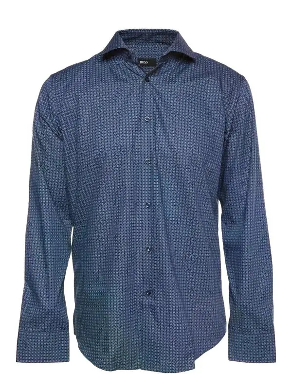BOSS Geometric-print Shirt - Blue