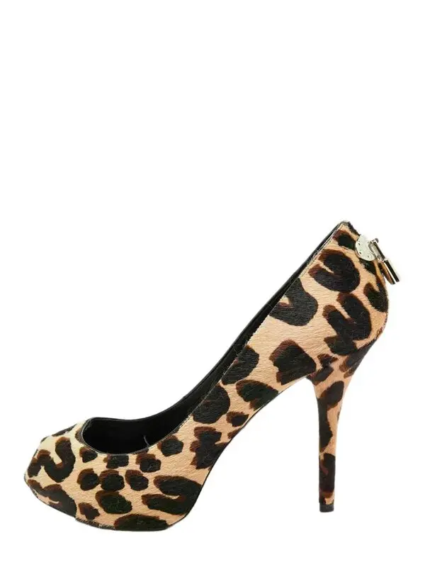 LOUIS VUITTON Leopard Print Peep Toe Stiletto Pumps - Brown