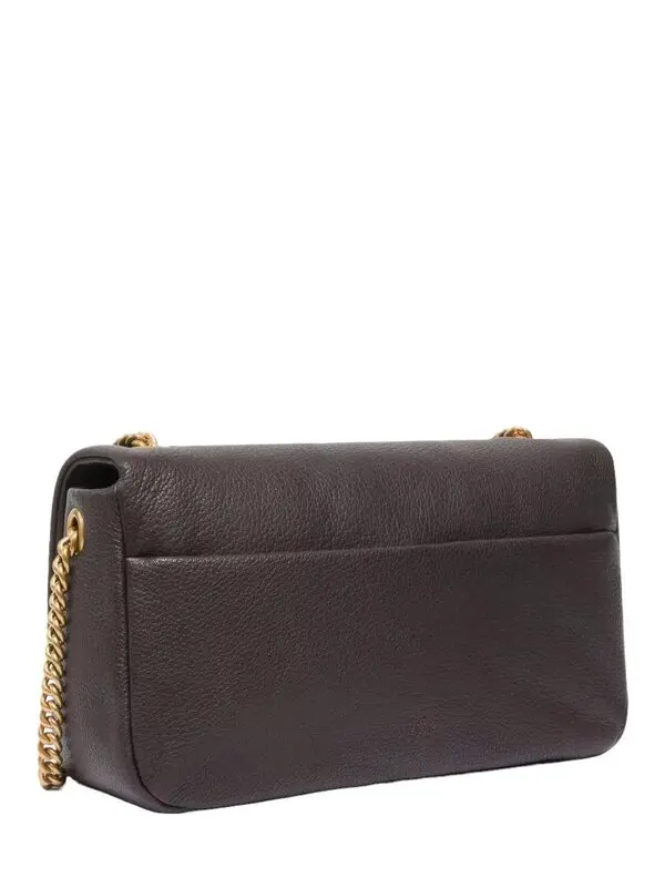 Pinko Love Birds Leather Shoulder Bag - Brown