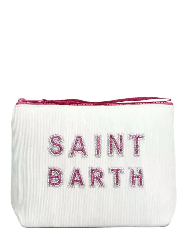 MC2 SAINT BARTH Aline Glitter-logo Clutch Bag - White