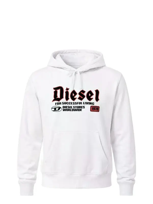 DIESEL® Flocked Logo Hoodie - White