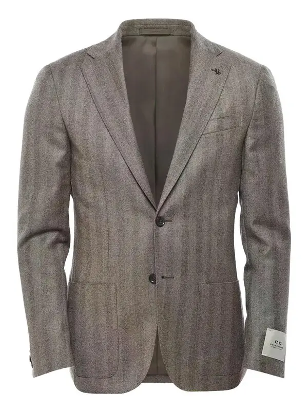 Corneliani Herringbone Single-breasted Blazer - Grey