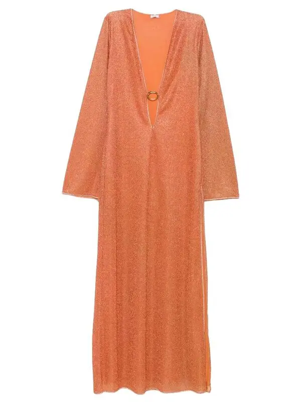 Oseree Lurex Detail Cut-out Maxi Dress - Orange