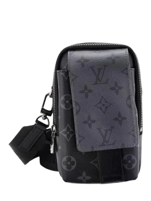 LOUIS VUITTON Double Phone Pouch Nm Reverse Monogram Eclipse Canvas Crossbody Bag - Black
