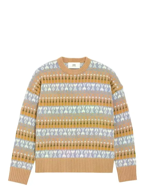 AMI Paris Boxy Jacquard-knit Sweater - Neutrals