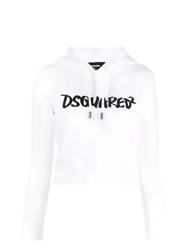 Dsquared2 Cropped Logo Hoodie - White