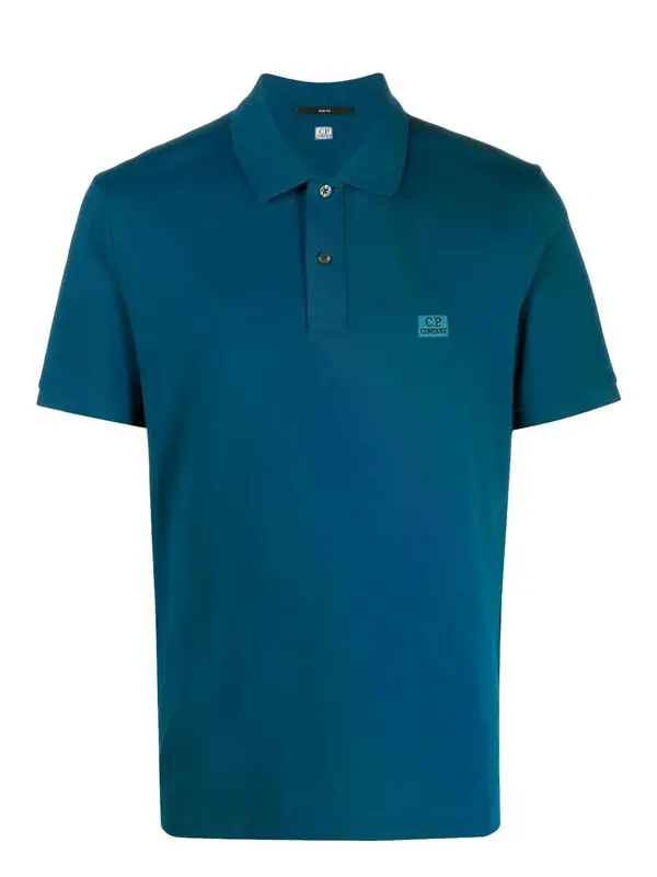 C.P. COMPANY Logo-patch Cotton Polo Shirt - Blue