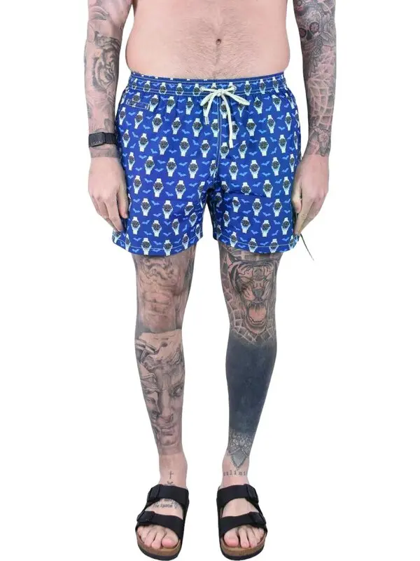 MC2 SAINT BARTH Lighting Micro Watch-print Swim Shorts - Blue