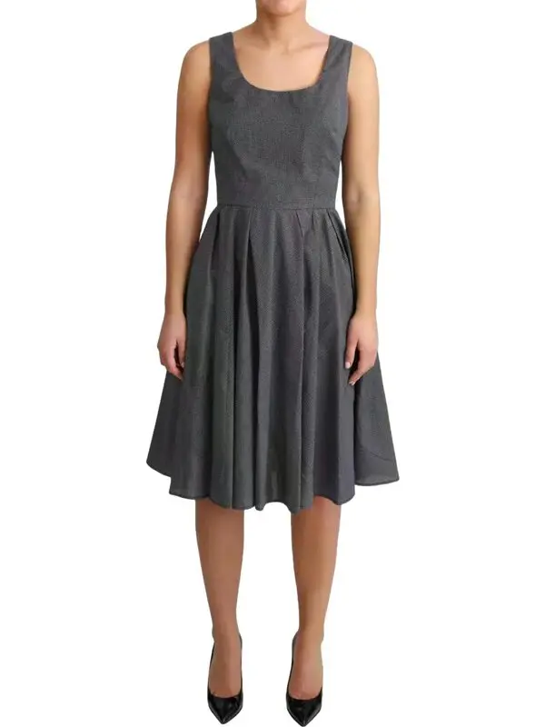 Dolce & Gabbana Sleeveless Scoop Neck Midi Dress - Grey
