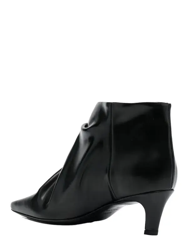 TOTEME Leather Ankle Boots - Black