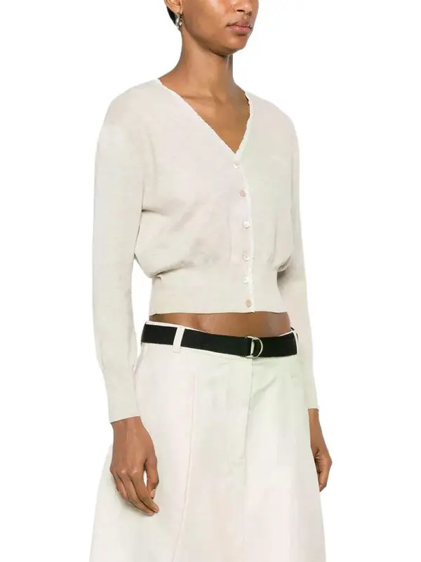 Miu Miu Lace-trim Cropped Cardigan - Neutrals