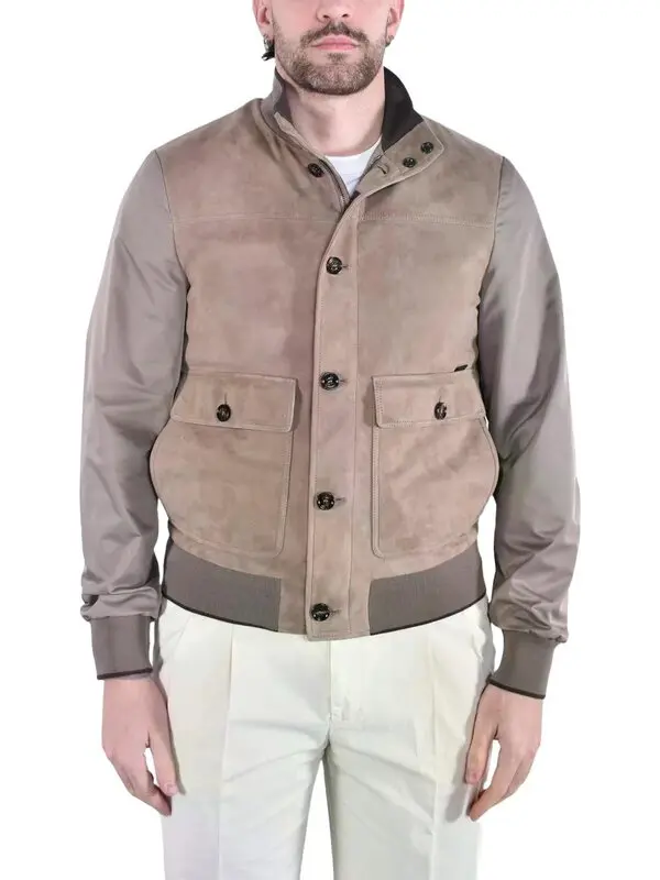 MOORER Suede Bomber Jacket - Grey