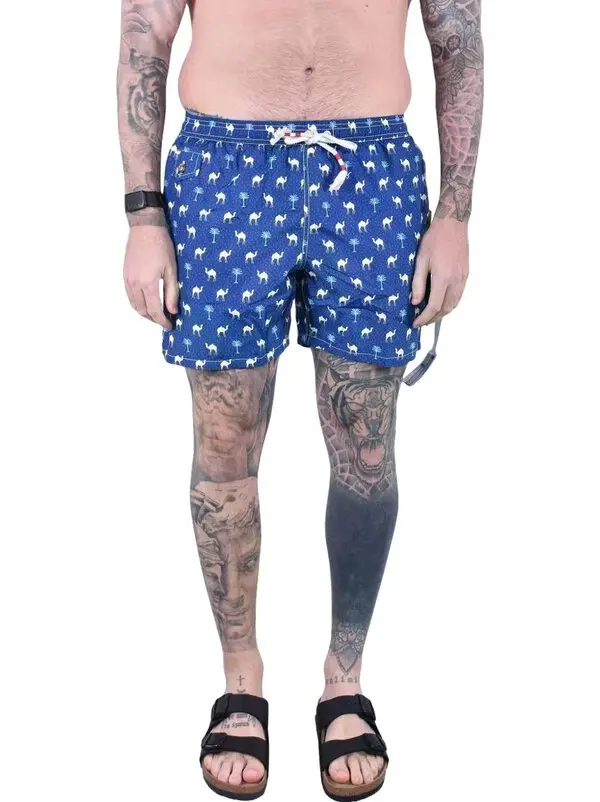 MC2 SAINT BARTH Camel Print Swim Shorts - Blue