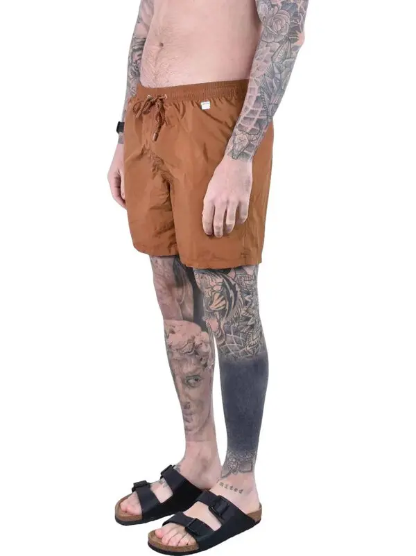 MC2 SAINT BARTH Logo Patch Swim Shorts - Brown