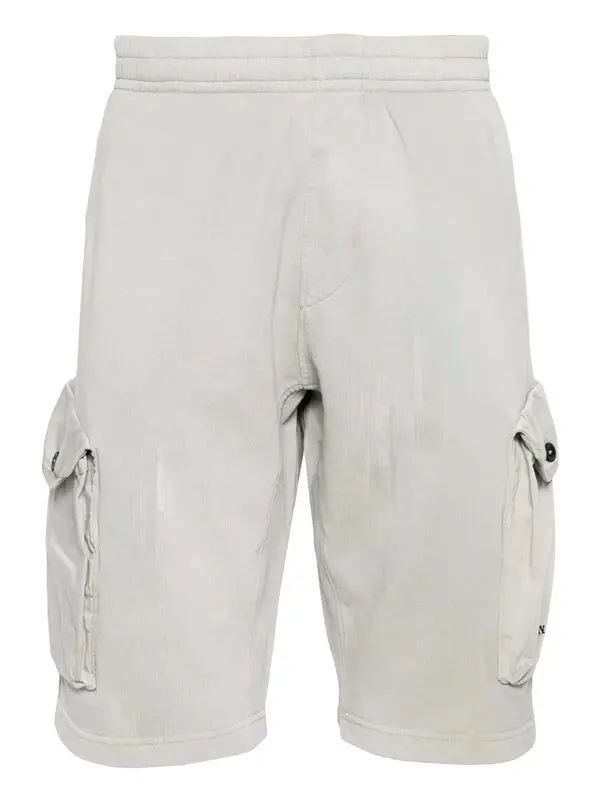C.P. COMPANY Logo Embroidered Cotton Track Shorts - Grey