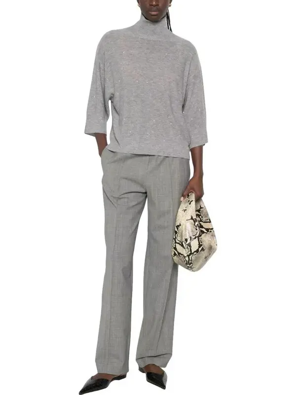 Fabiana Filippi Sequin-embellished High-neck Trousers - Grey