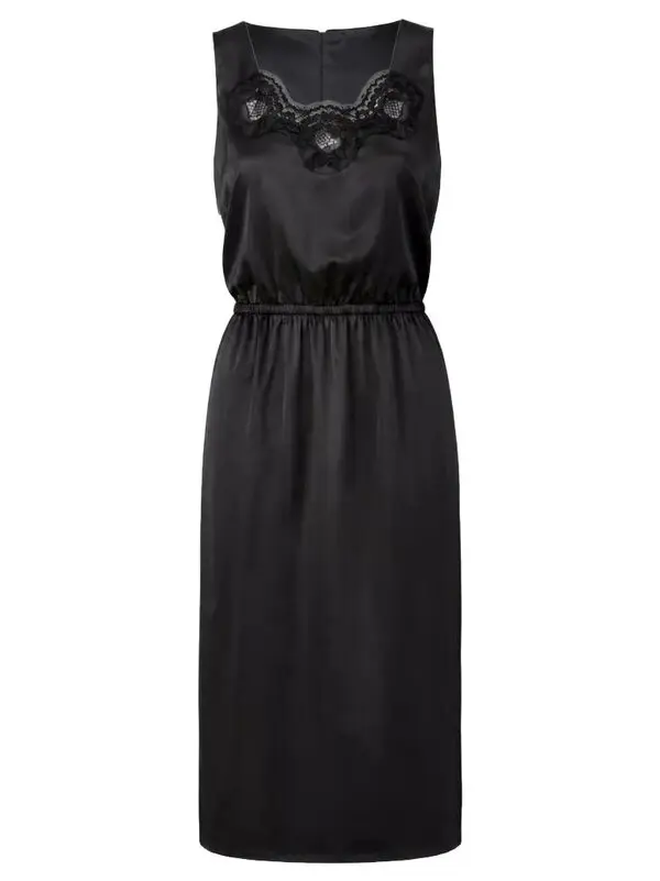 Dolce & Gabbana Lace-trimmed Satin Dress - Black