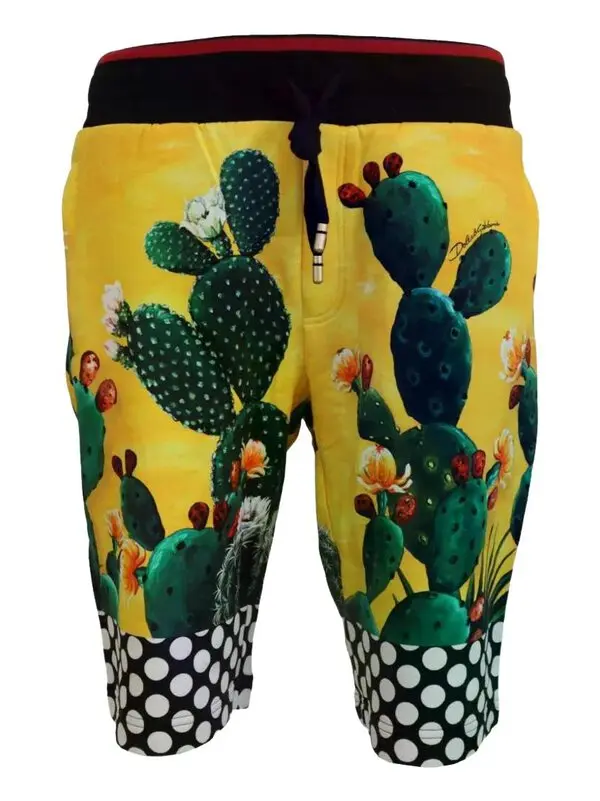 Dolce & Gabbana Cactus Print Polka Dot Shorts - Yellow