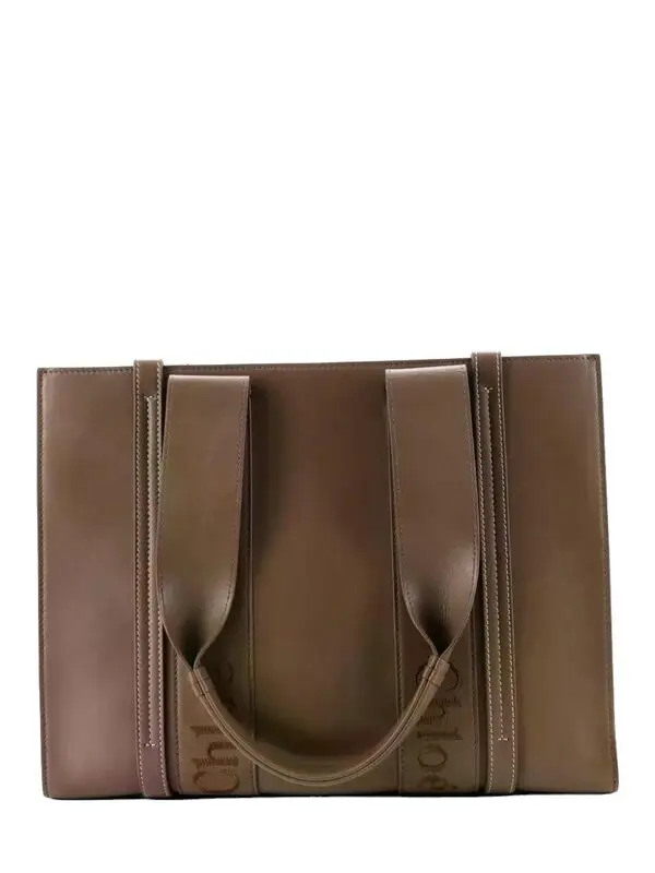 Chloé Woody Leather Medium Tote Bag - Brown