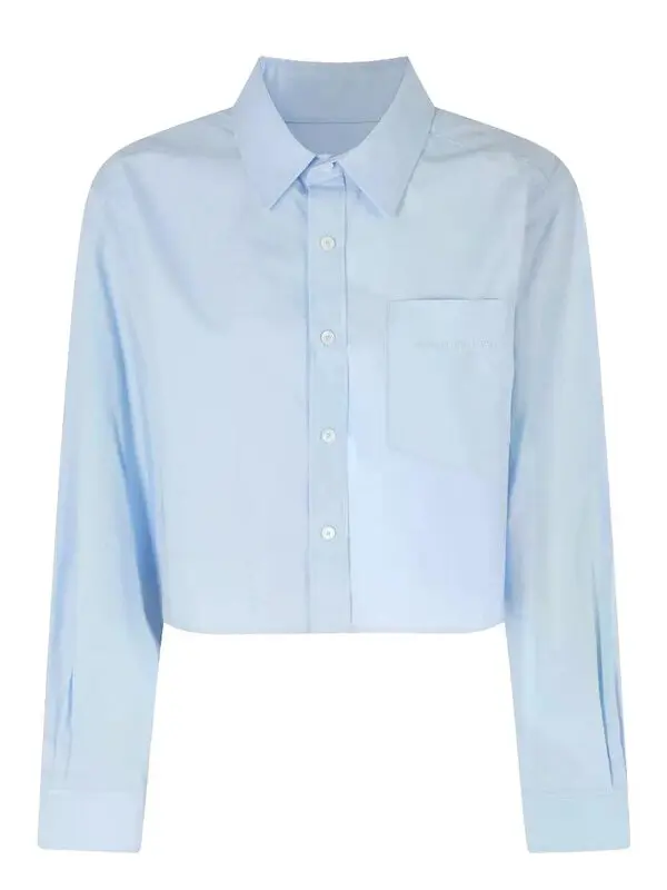 Alexander Wang Cropped Embroidered Logo Shirt - Blue