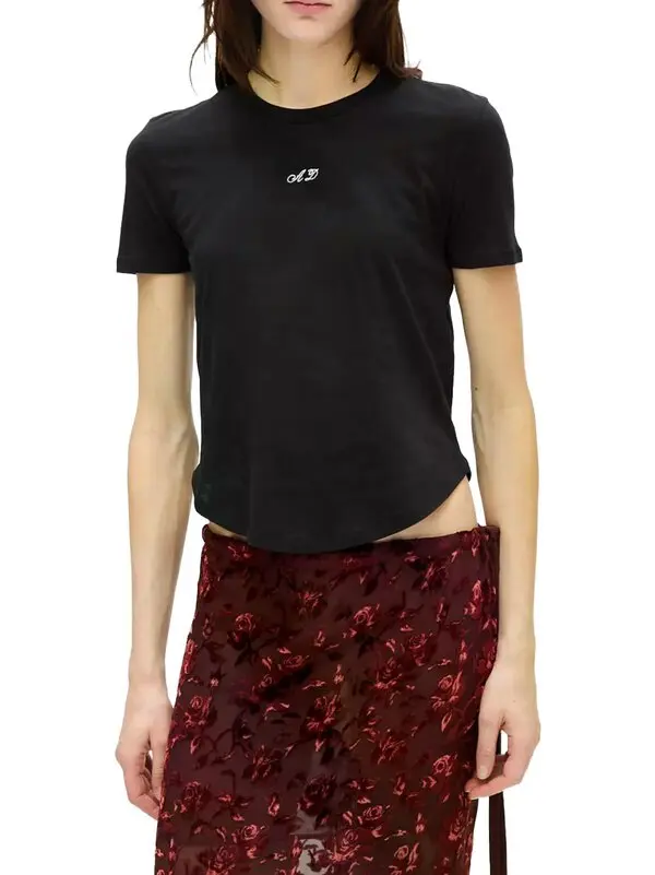 ANN DEMEULEMEESTER Cotton Embroidered Logo T-shirt - Black