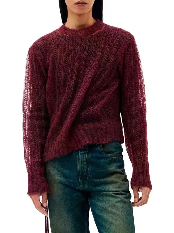 ANN DEMEULEMEESTER Open-knit Sweater - Red