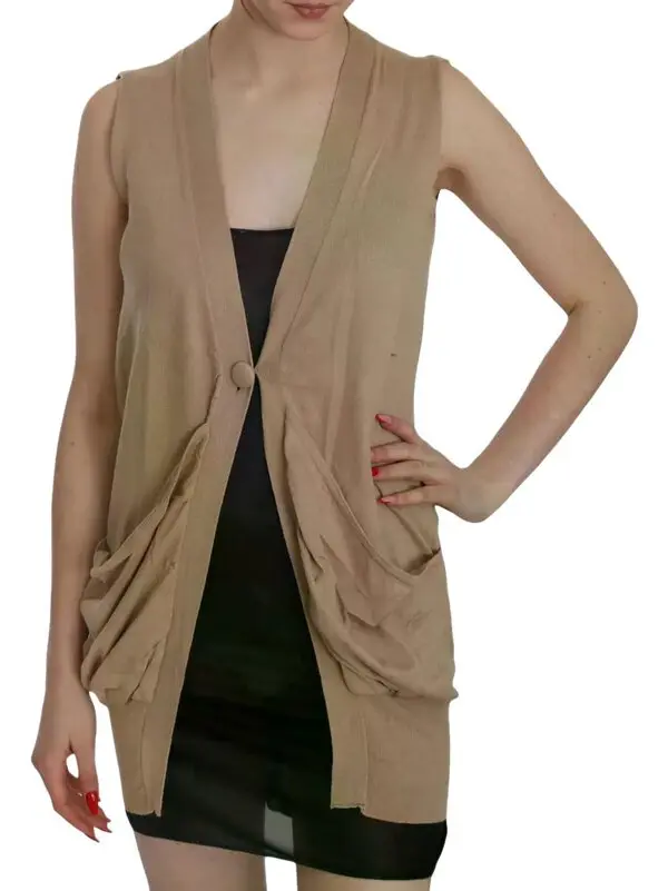 PINK MEMORIES Sleeveless Draped Cardigan - Neutrals