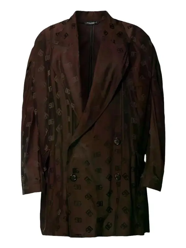 Dolce & Gabbana Logo Monogram Double-breasted Coat - Brown