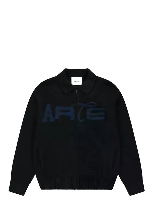 ARTE ANTWERP Logo Embroidered Zip-up Cardigan - Black