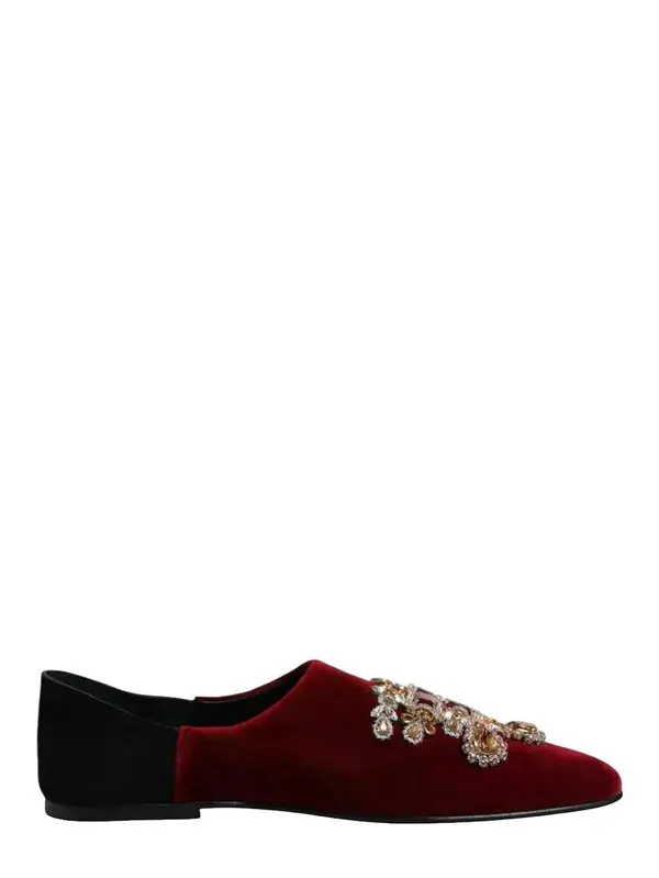 Dolce & Gabbana Crystal-embellished Velvet Loafers - Red