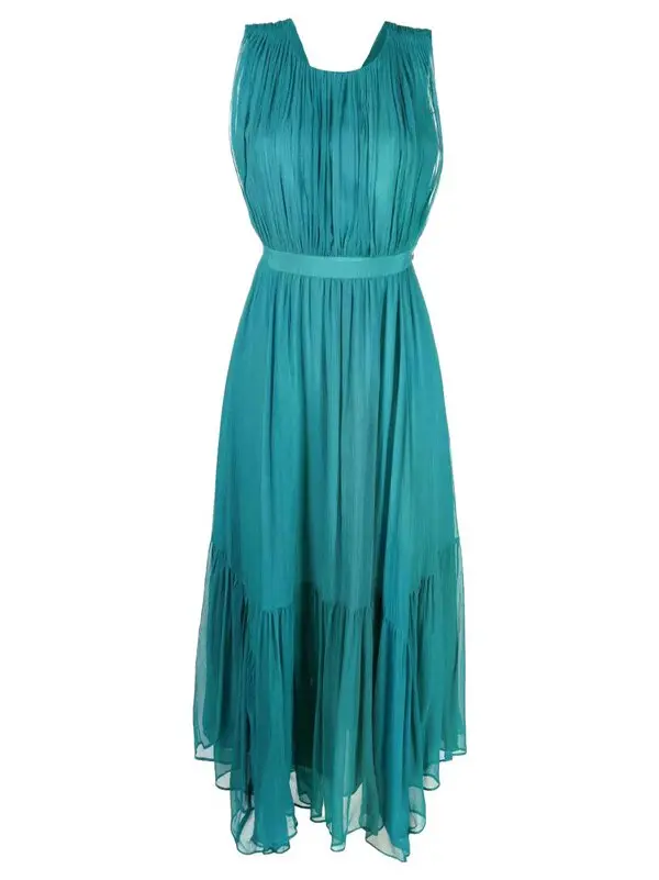 Ulla Johnson Teal Silk Plissé Dress - Blue