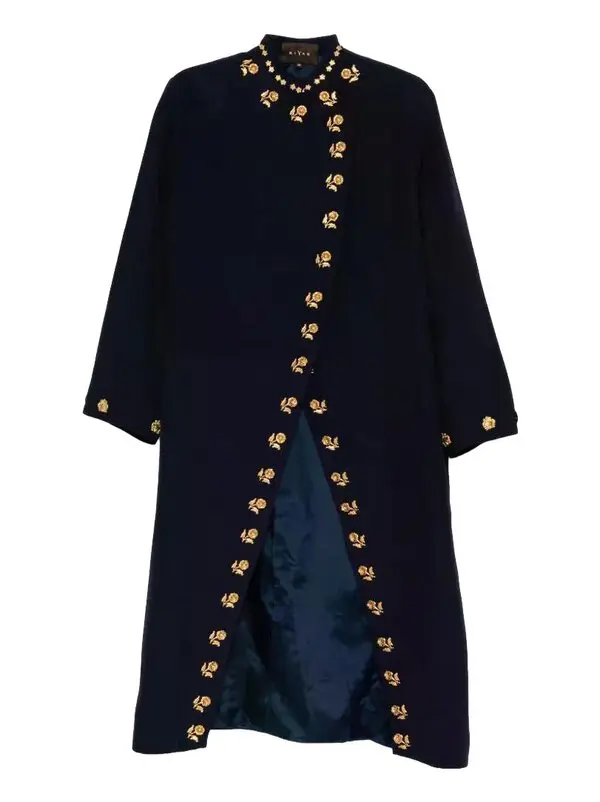 Biyan Single-breasted Coat With Gold-tone Embellishments - Blue
