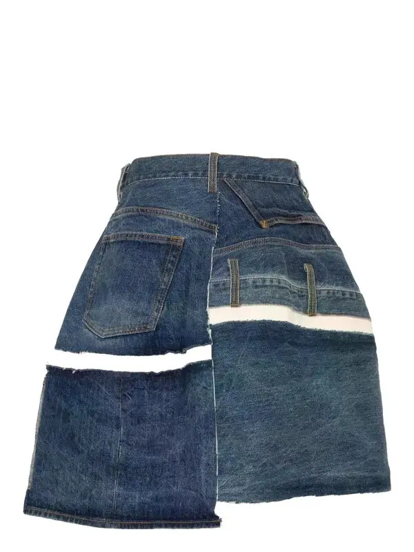 Sacai Patchwork Raw-edge Mini Skirt - Blue