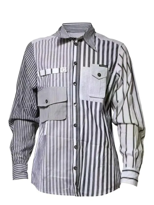 Dolce & Gabbana Patchwork Striped Shirt - Black