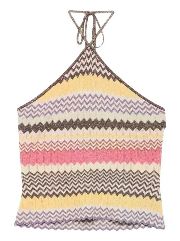 Faithfull The Brand Ria Chevron-knit Halterneck Top - Brown