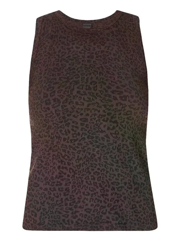 Sweaty Betty Leopard Print Ribbed Racer Back Tank - Brown