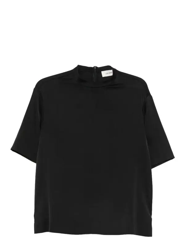 LISA YANG High-neck Short-sleeve T-shirt - Black