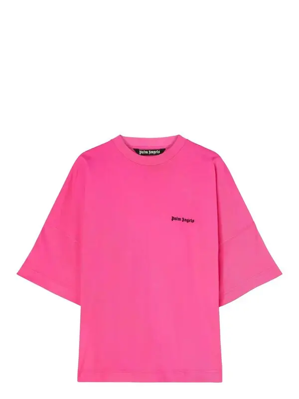 Palm Angels Embroidered-logo Crew-neck T-shirt - Pink