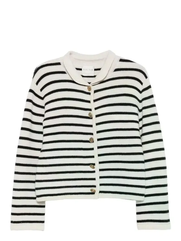 FORTE_FORTE Striped Button-up Cardigan With Shawl Lapels - Neutrals