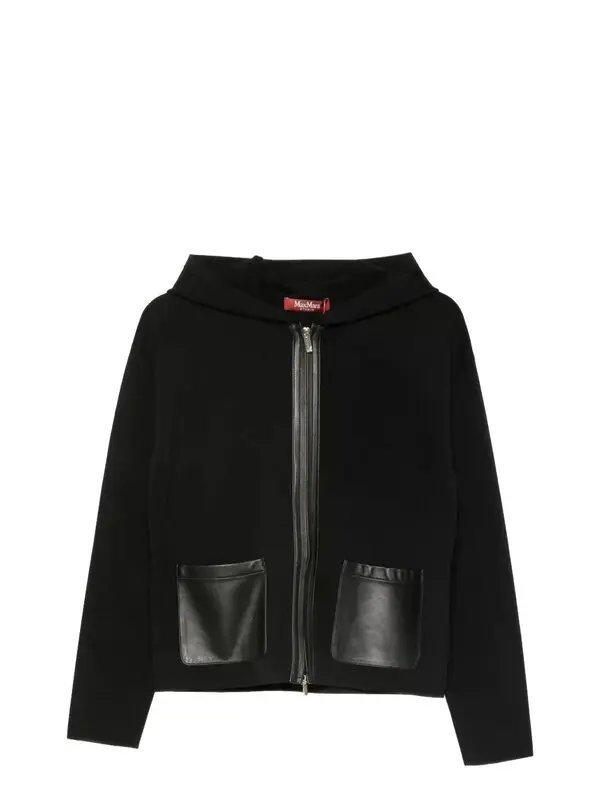 Max Mara Leather Pocket Hoodie - Black
