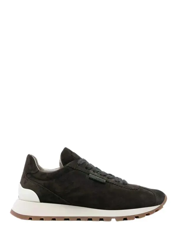 Brunello Cucinelli Monili Detail Suede Sneakers - Brown