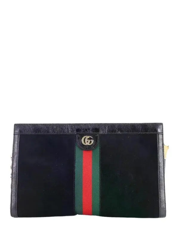 Gucci Ophidia Chain Shoulder Bag Suede Medium Crossbody Bag - Black