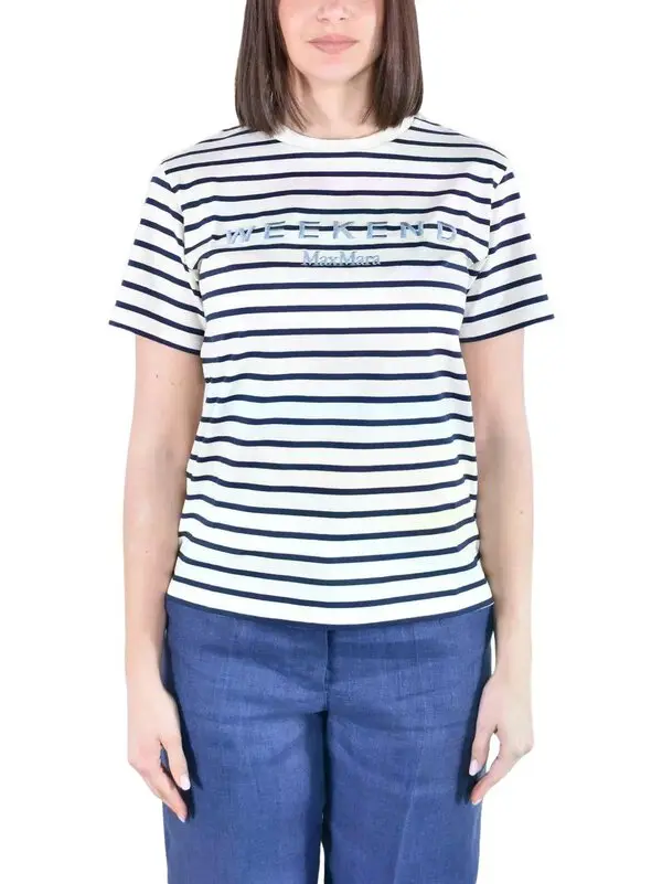 Max Mara Embroidered Stripe T-shirt - White
