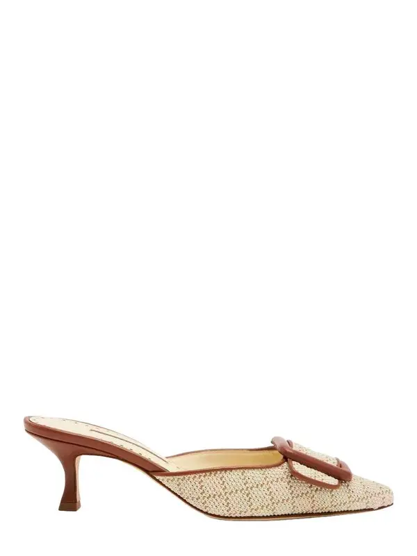Manolo Blahnik Maysalebi Woven Pumps With Buckle Detail - Neutrals