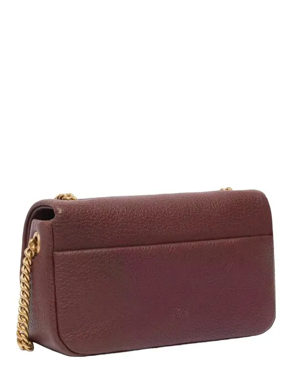 Pinko Love Birds Leather Shoulder Bag - Brown