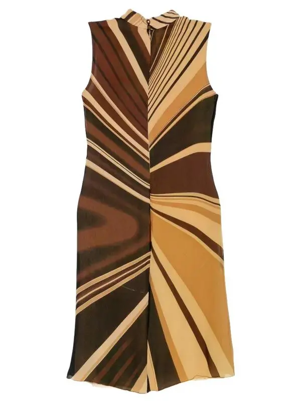 Versace Geometric Print Sleeveless High Neck Dress - Brown